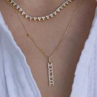 China Elegant 925 Sterling Silver 14K Gold MAMA Floating Long Pendant Necklace for sale