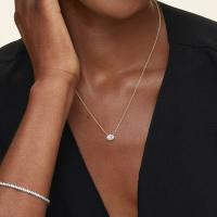 China Oval Cut 5A White Cubic Zirconia Shiny Gemstone Pendant Necklaces for Women Classic Jewelry for sale