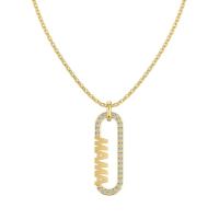 China 18k Gold Mom paperclip Pendant Necklace in 925 Sterling Silver for sale