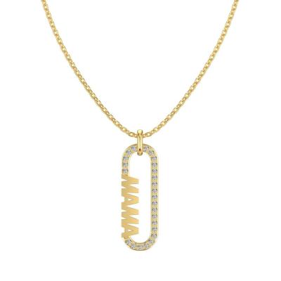 China 18k Gold Mom paperclip Pendant Necklace in 925 Sterling Silver for sale