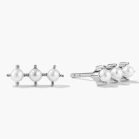 China 18K Gold Plating Pearl Stud Earrings Sterling Silver with Customized Logo for sale