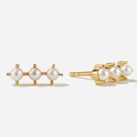 China 18K Gold Plating Pearl Stud Earrings Sterling Silver with Customized Logo for sale