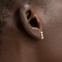 China 18K Gold Plating Pearl Stud Earrings Sterling Silver with Customized Logo for sale