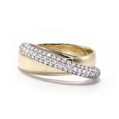 China Fashion Unisex Rolling Rings Domed Diamond Band Wide Gold Plated Sterling Silver Rings for sale