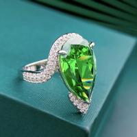 China Luxury Emerald CZ Diamond Rings Real 925 Sterling Silver Handmade Jewelry for Women for sale