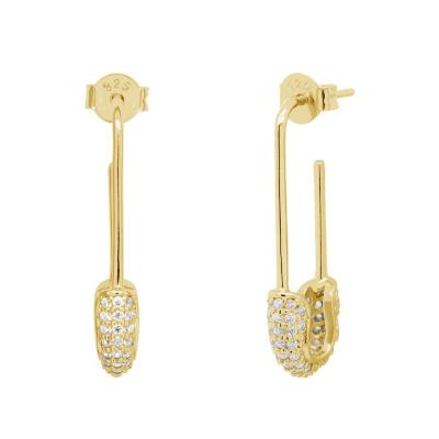 China Women Hoop Earrings In 925 Silver With Clear CZ Diamond Brazilian Yellow Gold Jewelry for sale