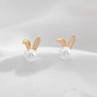 China Easter Rabbit Pearl Earrings Dainty Zircon Studs Bunny Carrot Cute Jewelry Gifts for sale