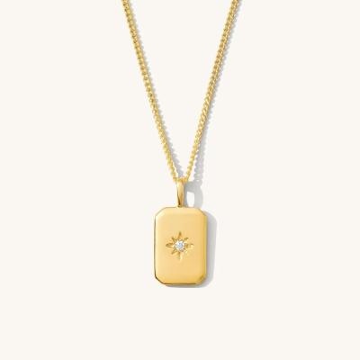 China Rectangular Small Star 925 Sterling Silver Gold Plated Necklace For Children for sale