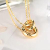 China Exquisite 14k Gold Plated 925 Sterling Silver Interlocking Round Necklace Matte For Women for sale