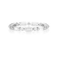 China 18K Gold Simple Modern Rectangular Cut White CZ 925 Sterling Silver Women's Eternal Ring Party Gift for sale