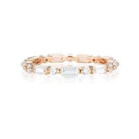China 18K Gold Simple Modern Rectangular Cut White CZ 925 Sterling Silver Women's Eternal Ring Party Gift for sale