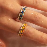China Handcrafted Cube Stackable Rings 18K Gold Plated 925 Sterling Silver With White Enamel Cubic Zirconia Minimalist Jewelry Gift For Women for sale