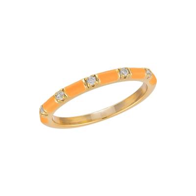 China Handcrafted Cube Stackable Rings 18K Gold Plated 925 Sterling Silver With White Enamel Cubic Zirconia Minimalist Jewelry Gift For Women for sale