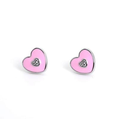 China Wedding Occasion Pink Heart Stud Earrings For Necklace Jewelry Sets for sale