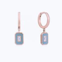 China Baguette CZ Enamel Hoop Earrings 925 Silver 18K Gold Plated Handcrafted Jewelry For Women for sale
