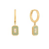 China Baguette CZ Enamel Hoop Earrings 925 Silver 18K Gold Plated Handcrafted Jewelry For Women for sale
