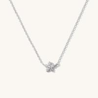 China 925 Sterling Silver Flower Necklace Exquisite Trendy Rhodium Plated For Engagement Wedding Party Perfect Gift For Girlfriends for sale