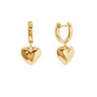 China Luxury Heart Dangle Gold Plated Hoop Earrings Brass Jewelry Women Custom Body Jewelry for sale