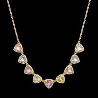 China Gold Plated Handmade Heart-Shaped Sapphire & Cubic Zirconia Strand Necklace Elegant Party Jewelry for Women for sale