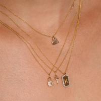 China 925 Sterling Silver Gold Rhodium Plated Zircon Engraved Necklace for sale