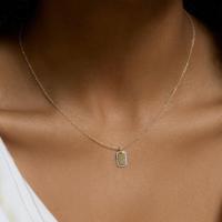 China 925 Sterling Silver Gold Rhodium Plated Zircon Engraved Necklace for sale