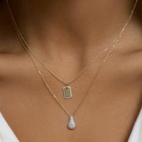 China 925 Sterling Silver Gold Rhodium Plated Zircon Engraved Necklace for sale