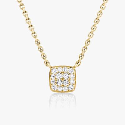 China 18K Gold Plated 925 Sterling Silver Square Cubic Zirconia Pendant Necklace for sale