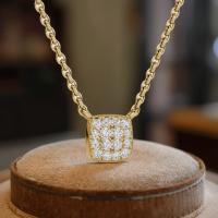 China 18K Gold Plated 925 Sterling Silver Square Cubic Zirconia Pendant Necklace for sale