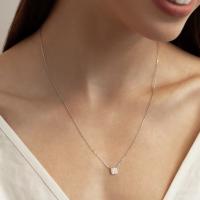 China 18K Gold Plated 925 Sterling Silver Square Cubic Zirconia Pendant Necklace for sale