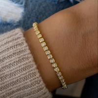 China 3mm Zirconia Tennis Bracelet 925 Silver 14K Gold Plated Unisex Jewelry for sale