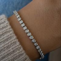 China 3mm Zirconia Tennis Bracelet 925 Silver 14K Gold Plated Unisex Jewelry for sale