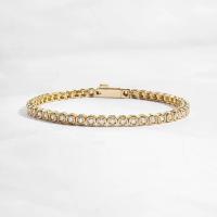 China 3mm Zirconia Tennis Bracelet 925 Silver 14K Gold Plated Unisex Jewelry for sale
