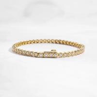 China 3mm Zirconia Tennis Bracelet 925 Silver 14K Gold Plated Unisex Jewelry for sale