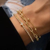 China 925 Sterling Silver 14K Gold Plated Heart Tennis Bracelet with Zircon for sale
