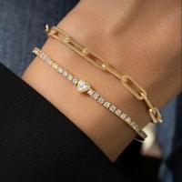 China 925 Sterling Silver 14K Gold Plated Heart Tennis Bracelet with Zircon for sale