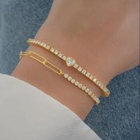 China 925 Sterling Silver 14K Gold Plated Heart Tennis Bracelet with Zircon for sale