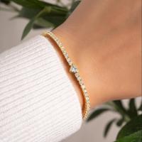 China 925 Sterling Silver 14K Gold Plated Heart Tennis Bracelet with Zircon for sale