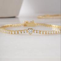 China 925 Sterling Silver 14K Gold Plated Heart Tennis Bracelet with Zircon for sale