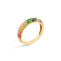 China 18K Gold Plated Rainbow Zircon 925 Sterling Silver Cluster Ring for sale