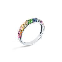China 18K Gold Plated Rainbow Zircon 925 Sterling Silver Cluster Ring for sale