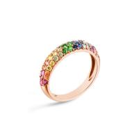 China 18K Gold Plated Rainbow Zircon 925 Sterling Silver Cluster Ring for sale