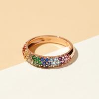 China 18K Gold Plated Rainbow Zircon 925 Sterling Silver Cluster Ring for sale