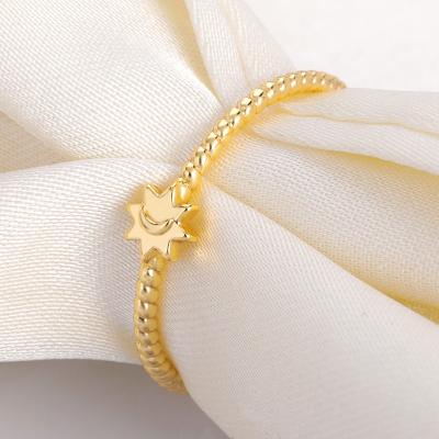 China 925 Sterling Silver Moon Sun Ring 18K Gold Plated Unisex Jewelry for sale
