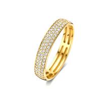 China 925 Sterling Silver 18K Gold Plated CZ Half Eternity Ring for Women for sale