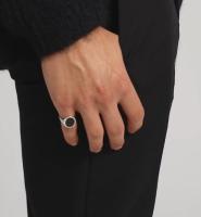 China 18K Gold Plated Black Onyx 925 Sterling Silver Men's Signet Ring for sale