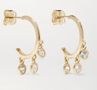 China 14K Gold Plated Brass Hoop Earrings with Zircon Bezel Setting for sale