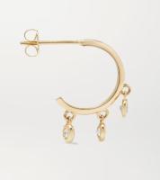 China 14K Gold Plated Brass Hoop Earrings with Zircon Bezel Setting for sale