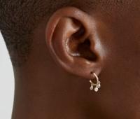 China 14K Gold Plated Brass Hoop Earrings with Zircon Bezel Setting for sale