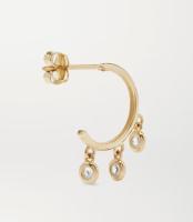 China 14K Gold Plated Brass Hoop Earrings with Zircon Bezel Setting for sale