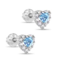 China 925 Sterling Silver 14K Gold Plated Heart CZ Baby Stud Earrings for sale